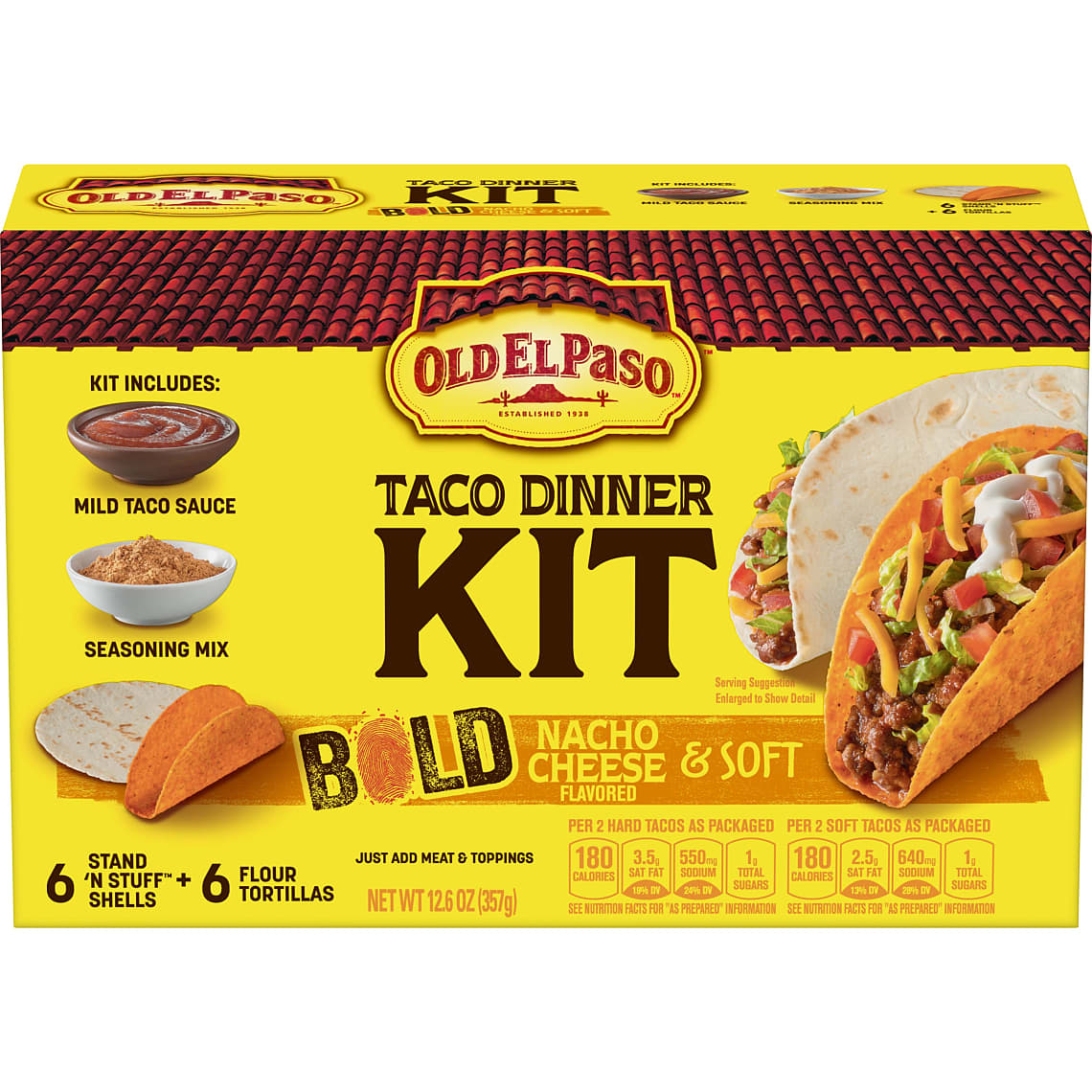 Taco Dinner Kit - Nacho Cheese & Soft Tortilla - Old El Paso