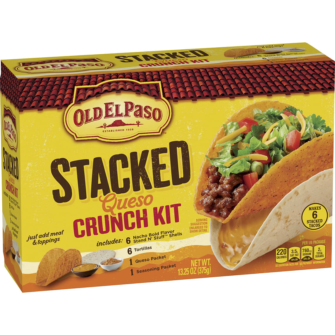 Old El Paso Stacked Queso Crunch Taco Kit, 6 Ct, 13.25 oz - Old El Paso