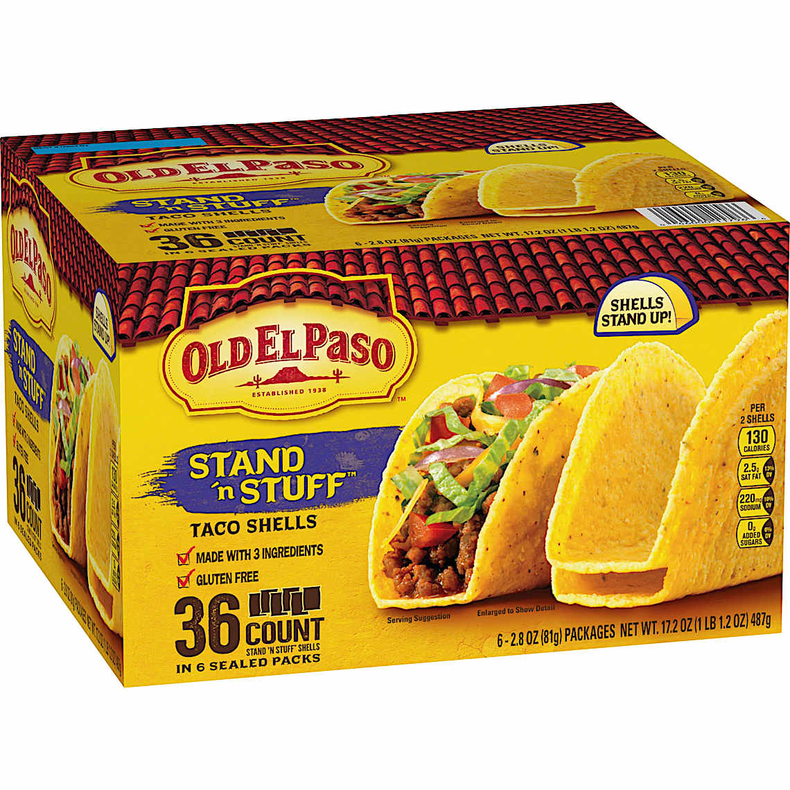 Old El Paso Stand 'N Stuff Taco Shells, Gluten Free, Meal Prep, 36 Ct ...