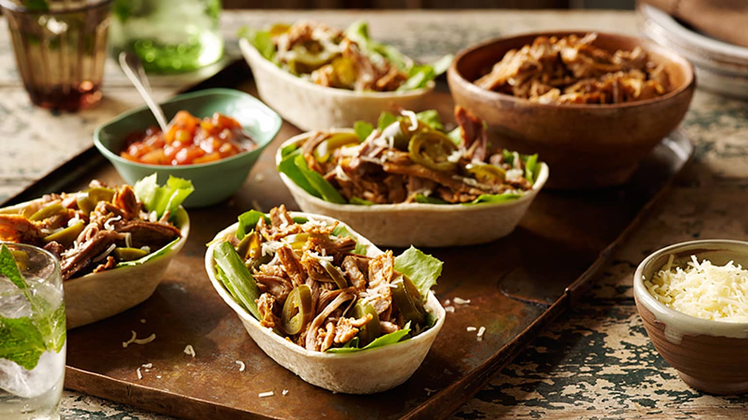 Slow Cooked Pulled Pork Stand ‘n’ Stuff Soft Tacos - Recipes - Old El Paso