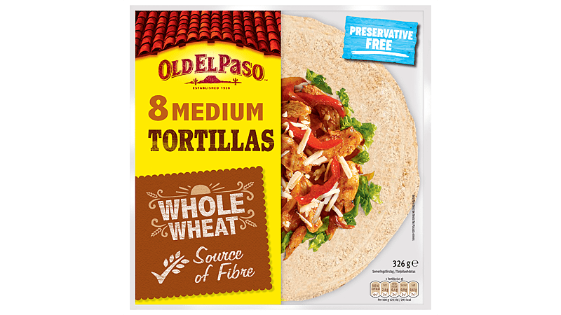 8 MEDIUM Tortillas Super Soft WHOLE WHEAT - Produkter - Old El Paso