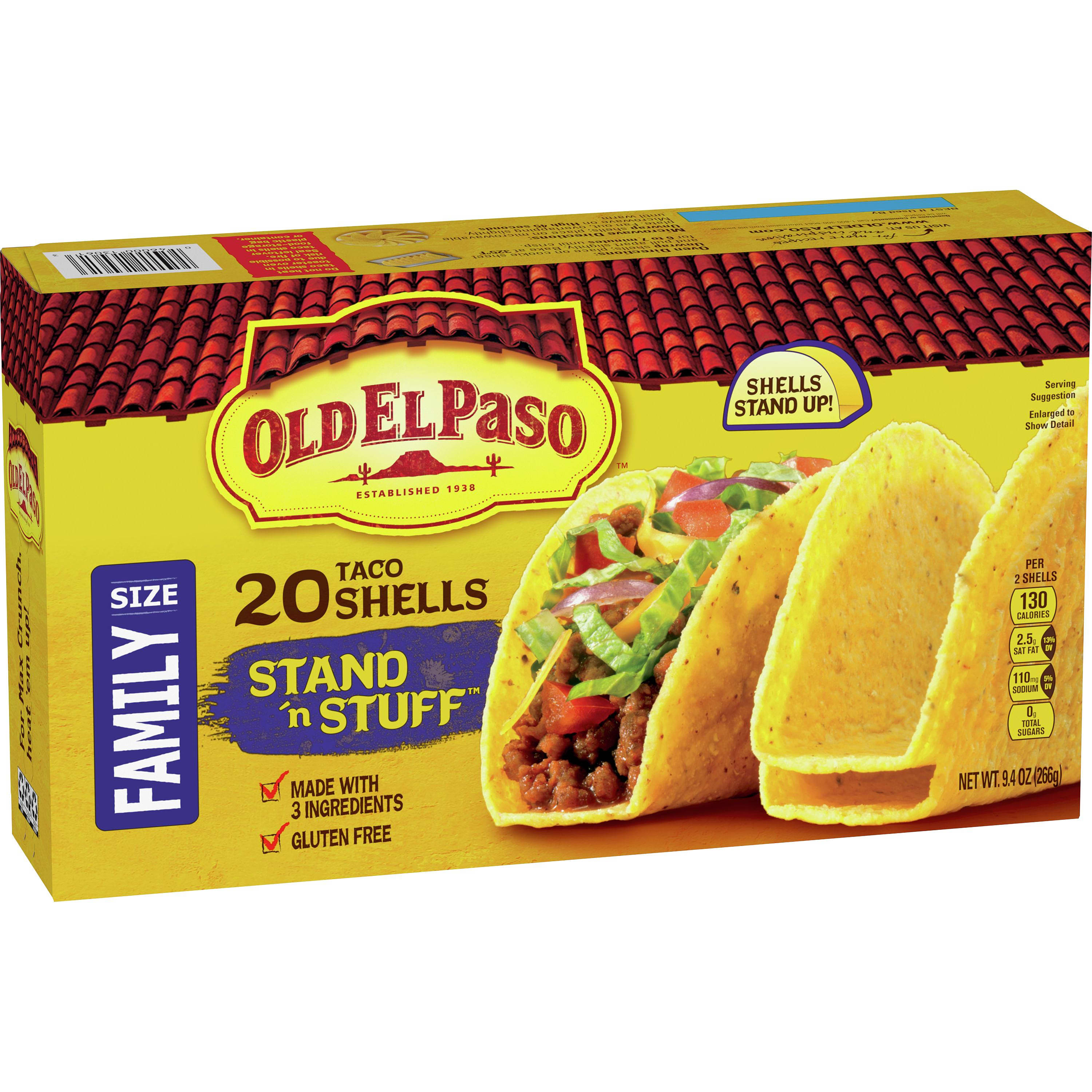 Old El Paso Stand 'N Stuff Taco Shells, Gluten Free, Family Size, 20 ...